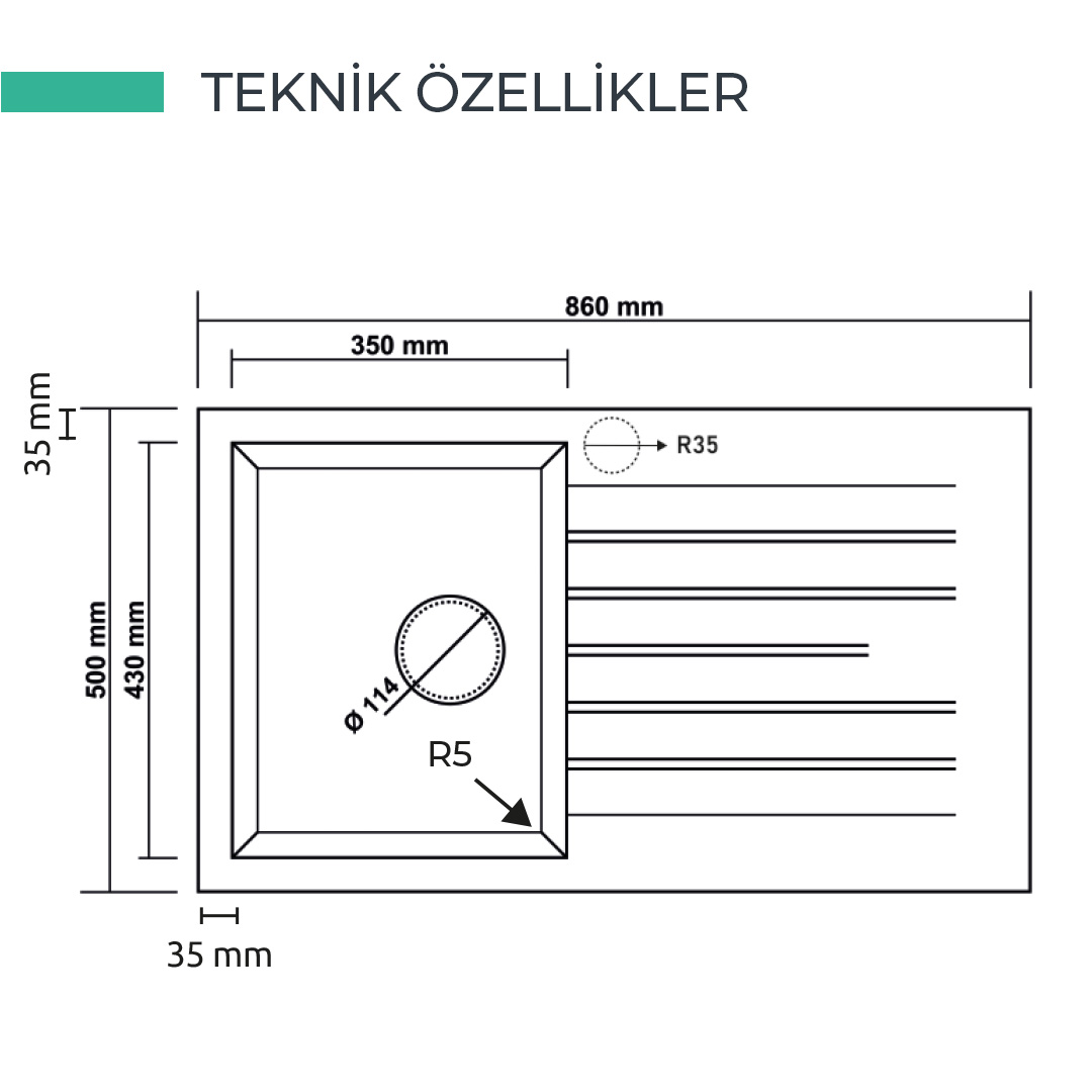 P004 TROYA 86 ANTRASİT GRANİT EVİYE